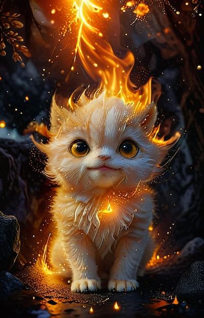 Flame Furry Creature Premium Ai Generated Image