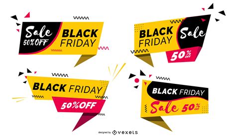 Descarga Vector De Conjunto De Insignias De Viernes Negro