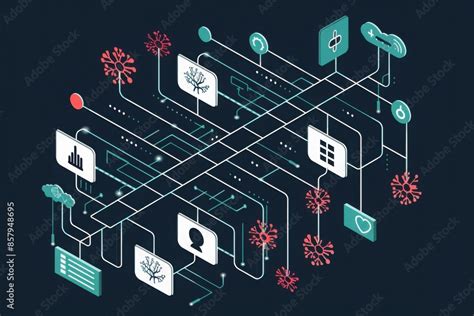 A Vector Diagram Of An Algorithmic Flowchart With AI Elements Like