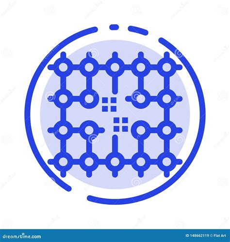 Chip Connection Electricity Grid Material Blue Dotted Line Line