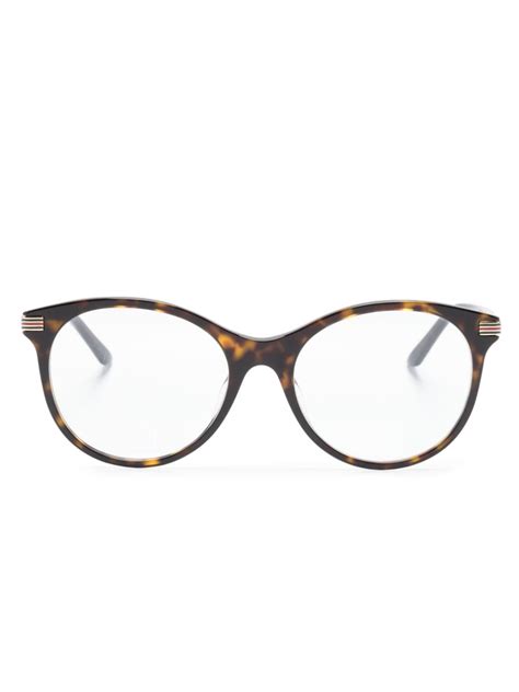 Gucci Eyewear Butterfly Frame Tortoiseshell Glasses Brown Farfetch Uk