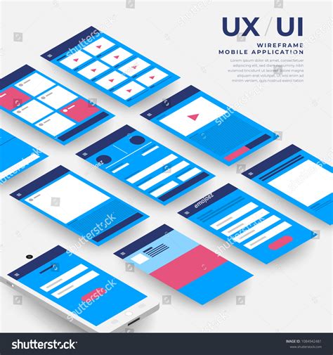 Ux Ui Flowchart Mockups Mobile Application Stock Vector Royalty Free