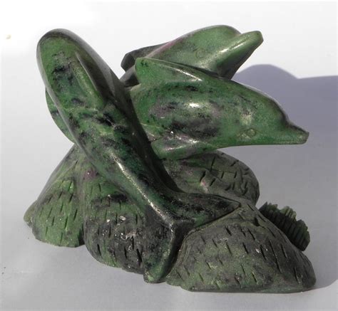 Superb Ruby In Zoisite Dolphin Carving Cm Wide