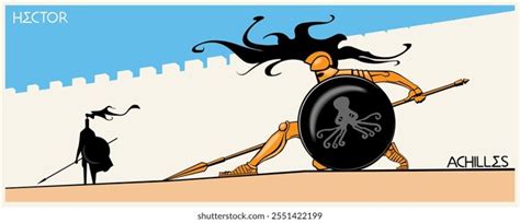 Battle Achilles Hector Famous Episode Trojan Stock Vector Royalty Free