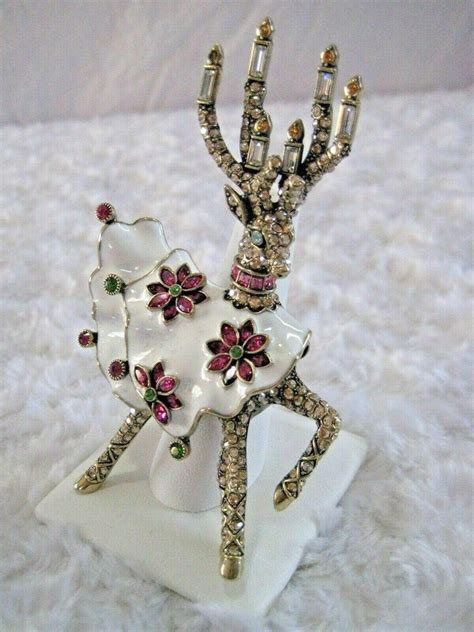Brand New Heidi Daus Bella Donner Deer Crystal Accented And Enamel Pin Brooch For Sale At 1stdibs