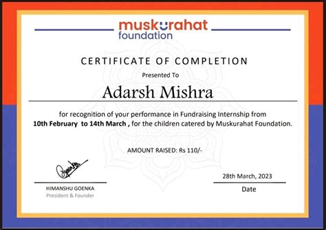 Adarsh Mishra On Linkedin Ngo Education Internship Muskurahatfoundation Intern Experience
