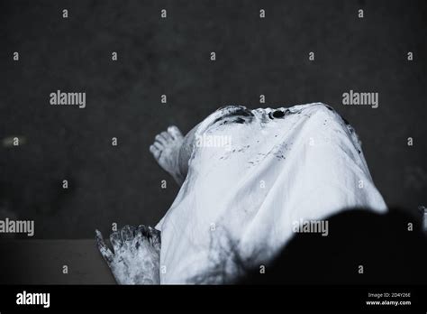 Horror Woman Ghost Creepy Sitting Hanging Legs On Building Looking Down