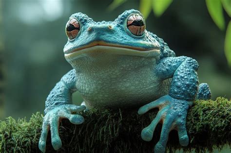 Blue Poison Toad In Rainforest Shade Photo Premium Ai Generated Image