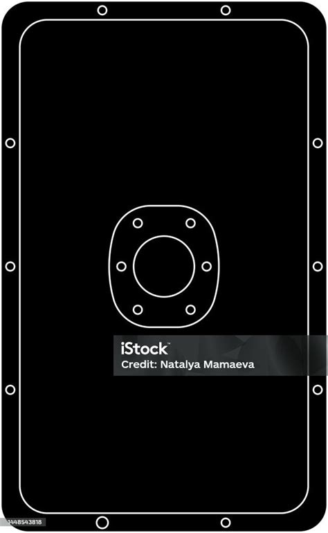 Single Black Rectangular Shield Flat Vector Illustration Stock