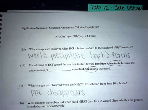solved iv dissolution of nh4cl equilibrium the 40 off