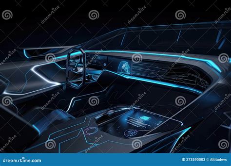 Futuristic Car With Holographic Interface Floating Displays And Advanced Navigation System