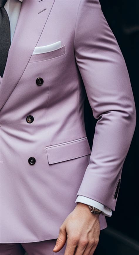 Elegant Light Purple Double Breasted Suit For Men Vardo