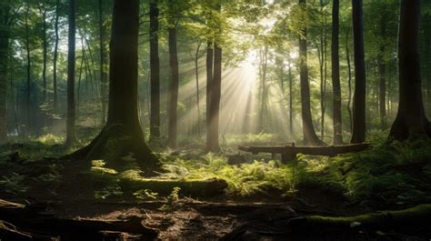Premium Ai Image Sun Rays Through The Trees