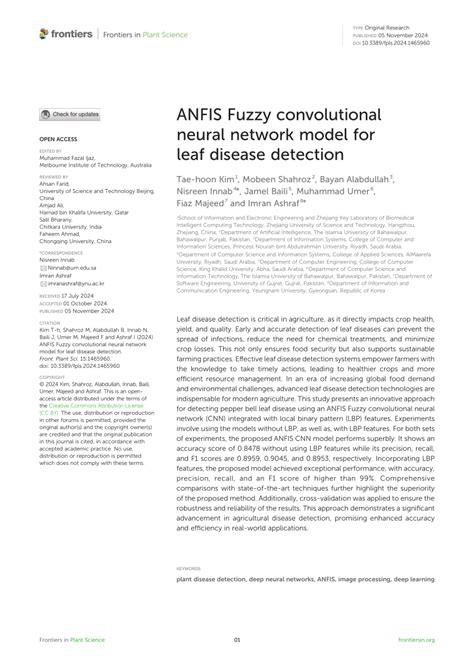 Pdf Anfis Fuzzy Convolutional Neural Network Model For Leaf Disease
