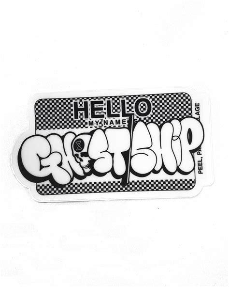 Hello My Name Is Black Checkered Throwie Sticker
