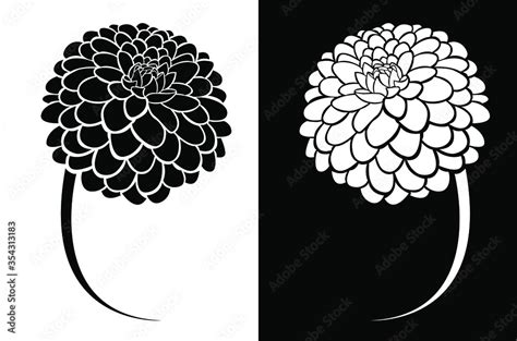 Vector Illustration Of A Dahlia Flower Isolated On Black And White