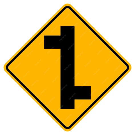 Premium Vector Warning Signs Offset Road Junction Left And Right On