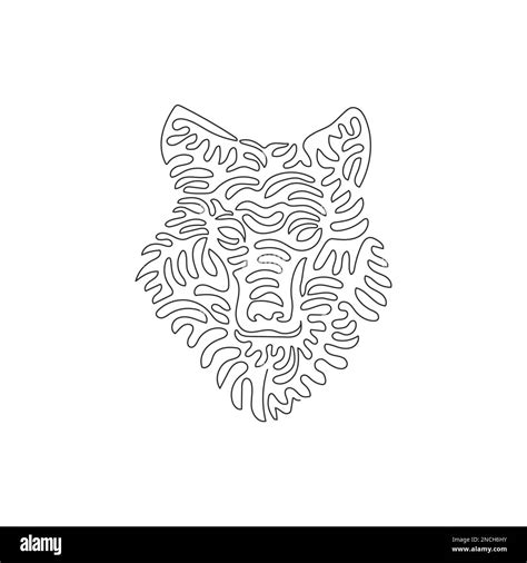 Single Curly Line Drawing Of Predatory Wolf Abstract Art Continuous Line Drawing Graphic Design