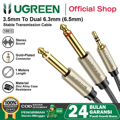 Jual UGREEN Kabel Audio Aux Splitter Jack 3 5MM To Dual 6 5mm TRS
