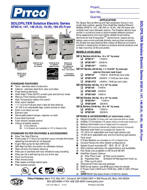Pitco Se14rs 1fd Electric Fryer 1 50 Lb Vat Floor Model