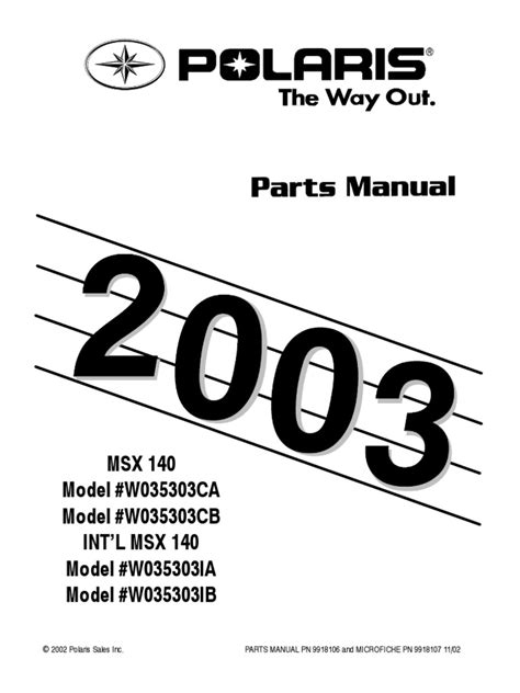 Polaris Msx 140 2003 Pdf Washer Hardware Screw