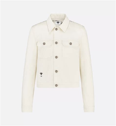 Jacket Ecru Cotton Denim With Multicolor Dior Around The World Motif Dior