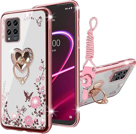 Nancheng Case For T Mobile Revvl Pro Women Cute Luxury Glitter Soft Tpu Cover With Ring
