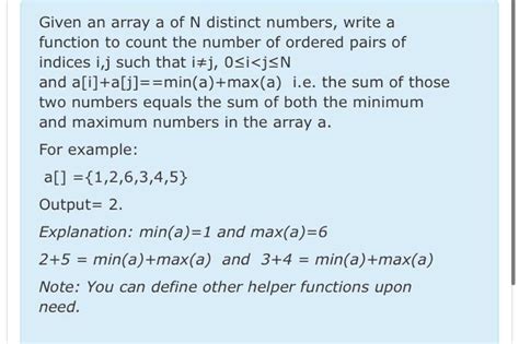 solved given an array a of n distinct numbers write a