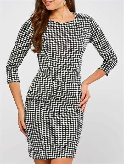 Houndstooth Print Dress 18 84 Usd Houndstooth Dress Printed Sheath