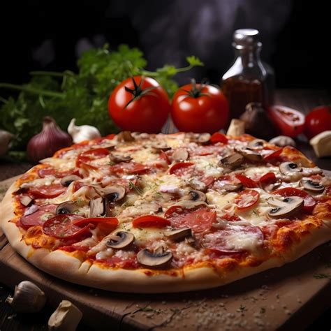 Premium Ai Image Italian Cuisine Pizza With Tomatoes Salami With
