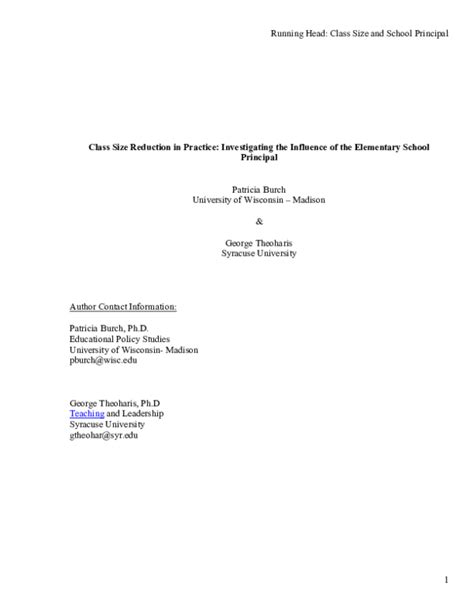 Pdf Class Size Reduction In Practice