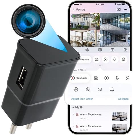 Ukryta Mini Kamera W ładowarce Sieciowej Full Hd Wifi 24ghz Wykrywa