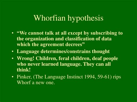 Ppt Whorfian Hypothesis Powerpoint Presentation Free Download Id
