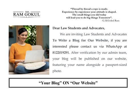 Get To Publish Your Legal Blogs 👇 Deepika Senthil