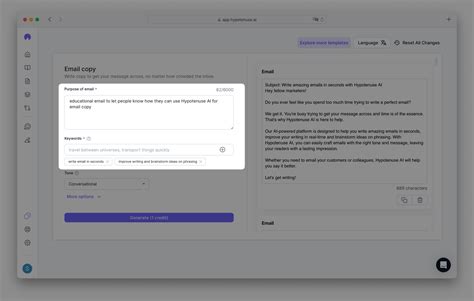 AI Email Generator Hypotenuse AI