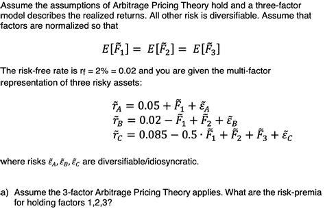 Assume The Assumptions Of Arbitrage Pricing Theory Chegg