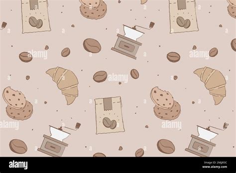 Cafe Pattern Background Desktop Wallpaper Vector Stock Vector Image