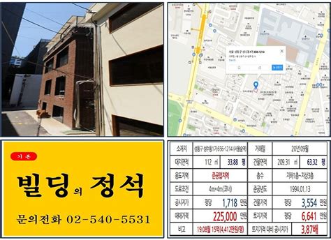 성동구 성수전략정비구역 20억 올근생 꼬마빌딩 실거래가 조회 성수동1가 656 1214 서울숲역 225억 원 평당