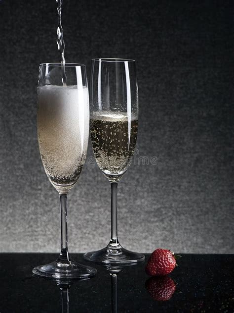 Sparkling Wine With Strawberries Stock Image Image Of Alcohol Black