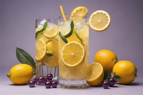Premium Photo Glass Of Lemonade With Fresh Lemons Ai Generative