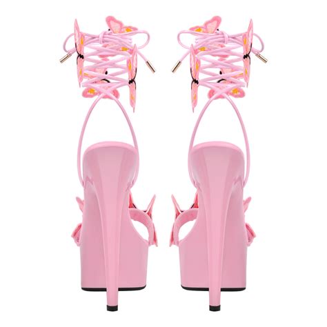 Round Toe Butterfly Lace Up Platform Stiletto Sandals Missheel