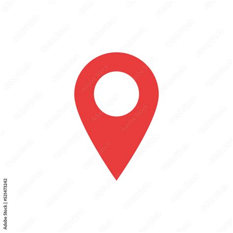 Red Gps Symbol With Circle Leaked In The Center Used To Indicate A