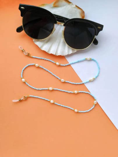 Beaded Eyeglass Chain Light Blue Sunglass Chain Bead Pearl Inspire