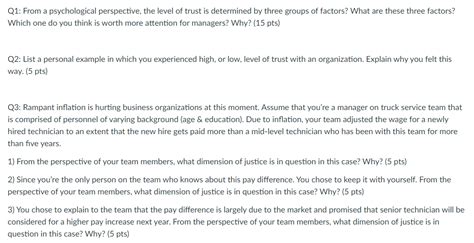 Solved Q1 From A Psychological Perspective The Leve