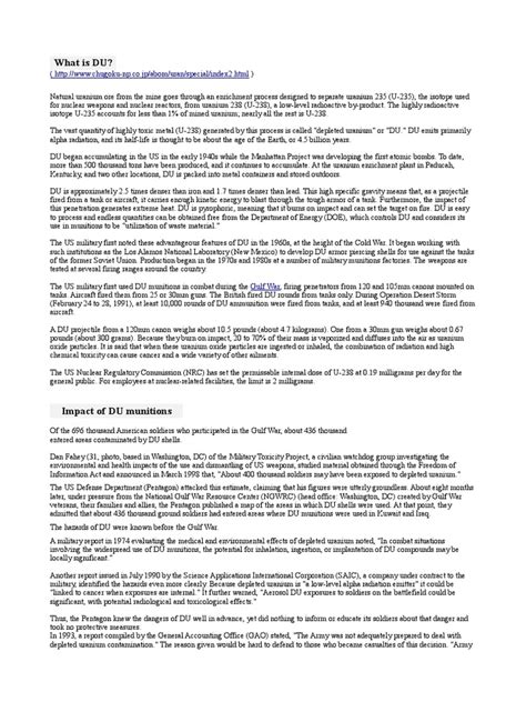 Depleted Uranium Ammunition Pdf Uranium Enriched Uranium