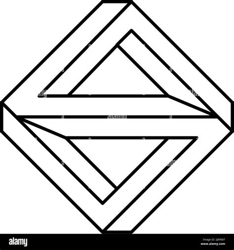 3d Impossible Geometric Shape Line Icon Vector Illustration Stock