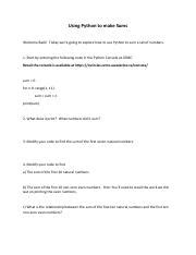 Exploring Python Summing Numbers Patterns Course Hero