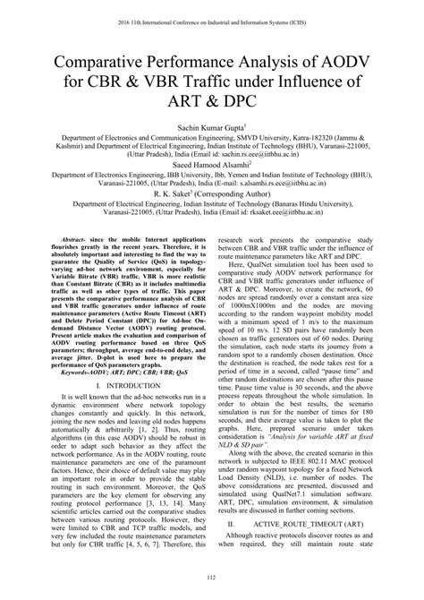 Pdf Comparative Performance Analysis Of Aodv For Cbr And Vbr Traffic