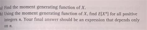 Solved Exercise 5 11 The Random Variable X Has The Chegg Com