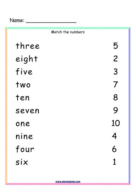 Match Numbers And Words Worksheet Worksheets Library